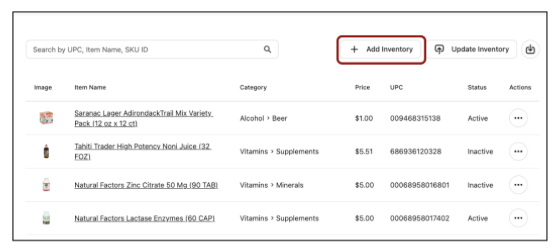 Adding New Items - Alcohol Stores