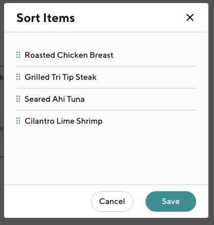 How can I sort categories, items, and modifiers on my menu?