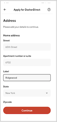 Dasher Signup Process