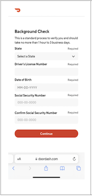 Dasher Signup Process