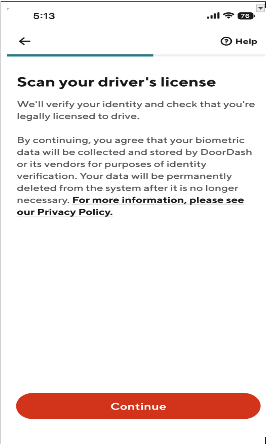 Dasher Signup Process