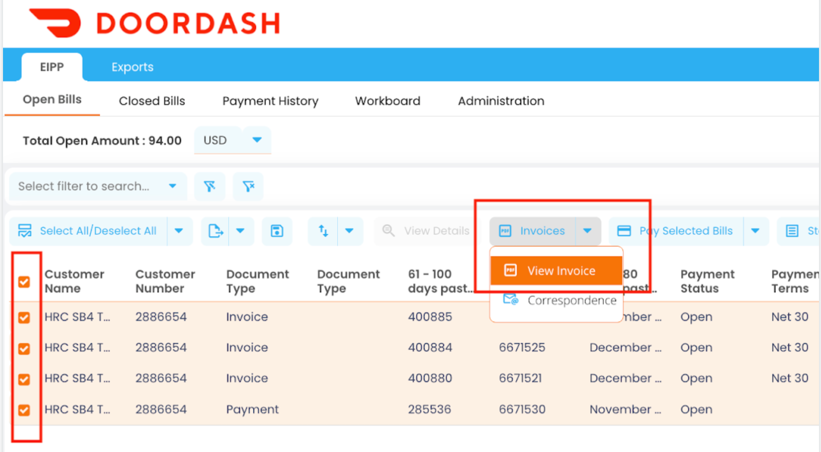 DoorDash Merchant Invoicing Portal (powered by HighRadius)