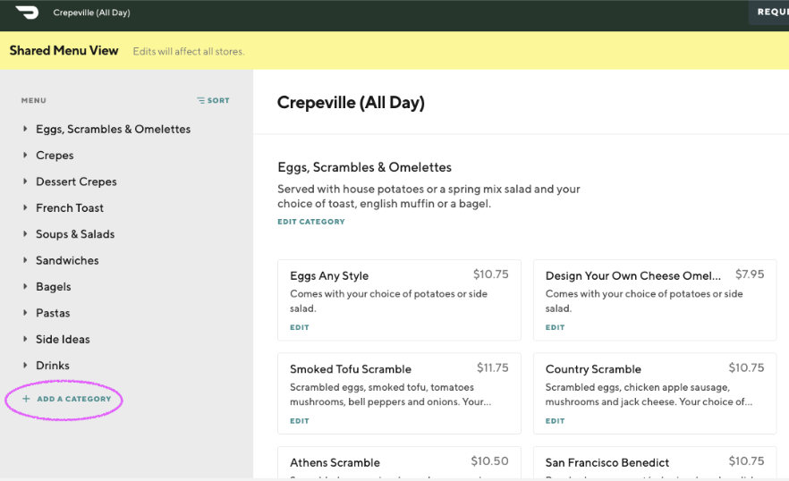 Creating a new menu category