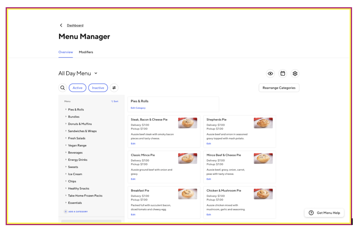 Editing Modifier Settings on your Menu