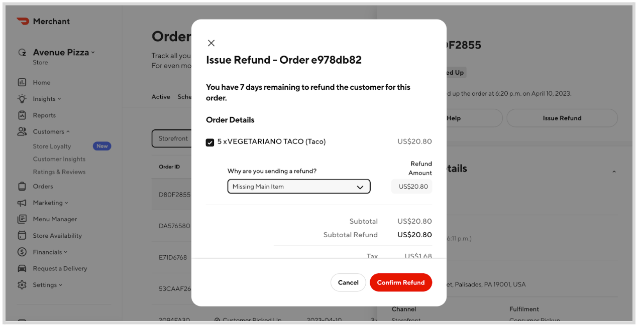 How to refund your Storefront customers in Merchant Portal